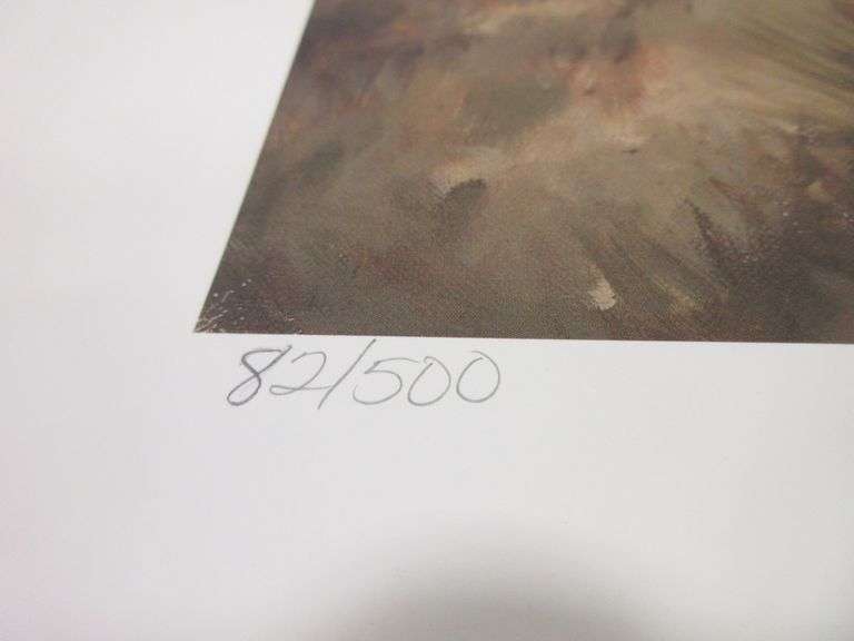 Hand signed western artist Tom Ryan "Weaned" limited edition 82/500 art ...