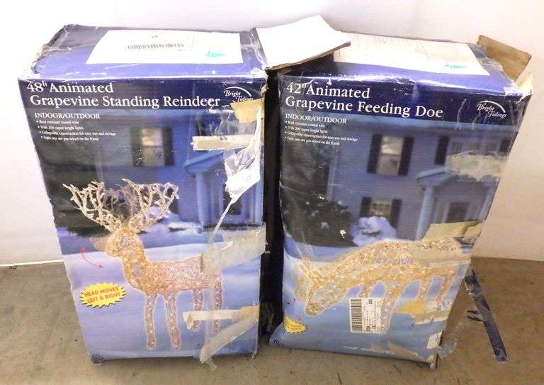 Animated 42" feeding grapevine doe, and 48" animated grapevine standing ...