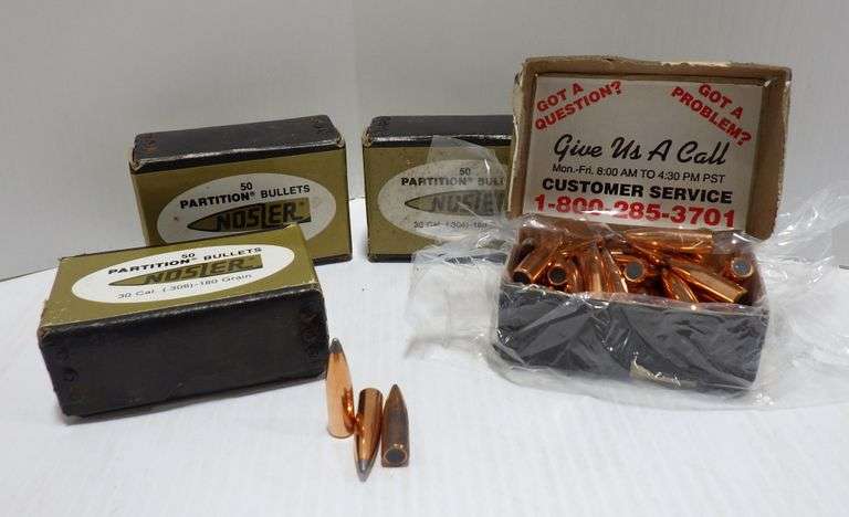 (200) 30 Cal. Nosler bullets, 180-Grain, NIB - Albrecht Auction Service