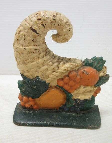 Cast iron cornucopia door stop, 6"W x 6 1/2"H, paint loss - Albrecht ...