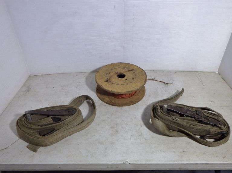 (2)-2" Ratchet Straps & Spool with Nylon Bale Twine. Location: L#1 ...