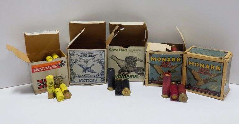 Shotgun shells and boxes, include: (9) Rounds of Peters 16-gauge; (50 ...