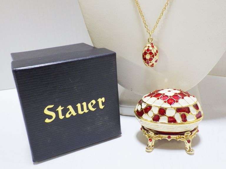 Stauer Enamel Faberge Egg Replica Trinket Box, with matching pendant ...