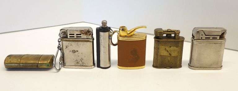 (6) Older cigarette lighters: 1- B.K.E Sherlock Holmes; 2- Neatte Jet ...
