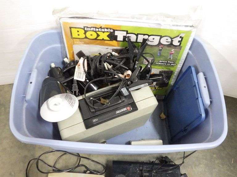 IHome clock radio/alarm, Sentry safe with key, Inflatable box targets ...