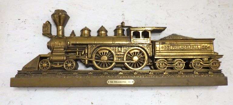 Mid-century burwood products Philadelphia 1871, model 2144 Locomotive, 24" x 9 1/2", some wear ...