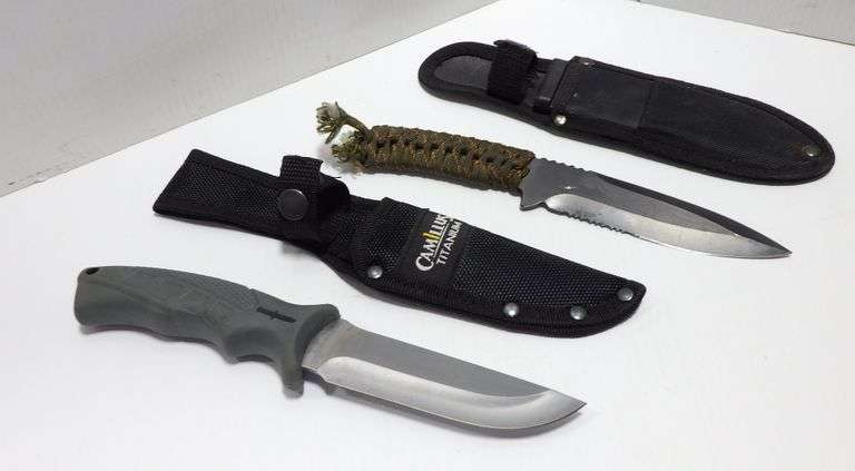 Camillus titanium knife with case, 9 1/2"L overall; Ozark Trail ...