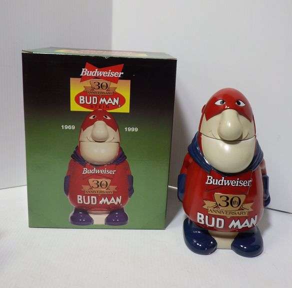 1999 Budweiser 30th anniversary "Budman" beer steins, box- 11"H ...