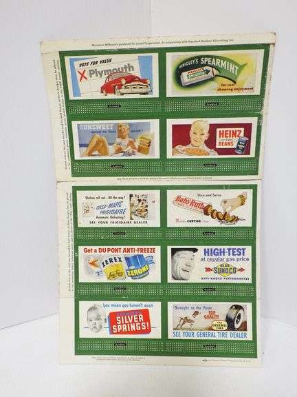 (10) Vintage 1952 Lionel billboard signs, 11"W - Albrecht Auction Service