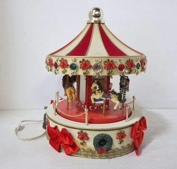 Christmas carousel lighted and musical merry-go-round, 13"Dia x 17"H ...