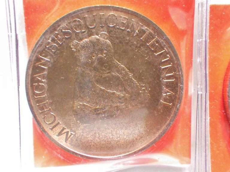 (6) 100% copper Michigan sesquicentennial coins - Albrecht Auction Service