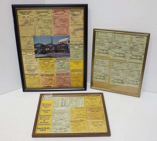 (2) Picture frames of ticket stubs from the Michigan Railroad Club ...