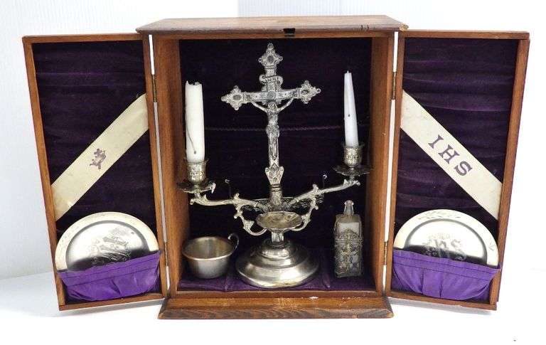 Antique Oak Communion Set, all original and untouched condition, 19th ...