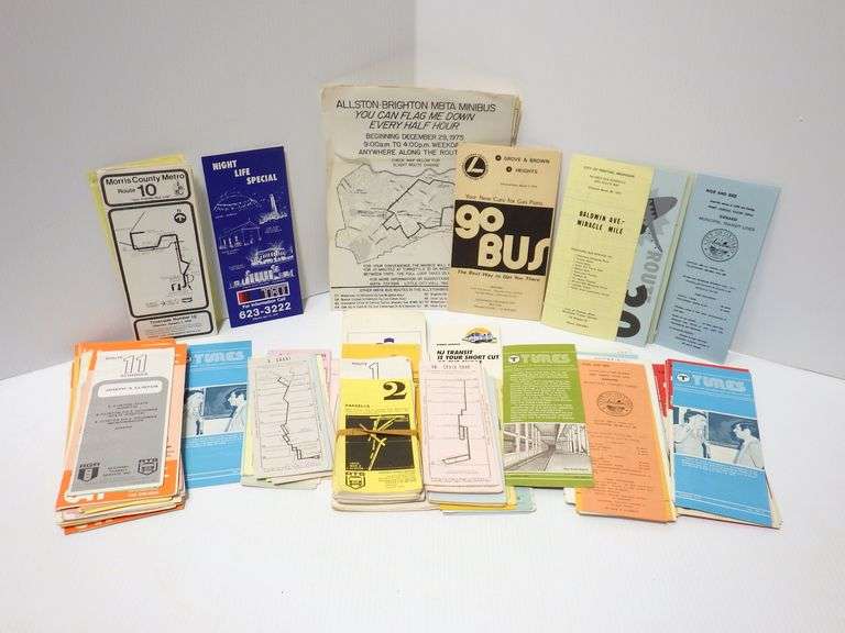 1970s bus schedules and various papers - Albrecht Auction Service
