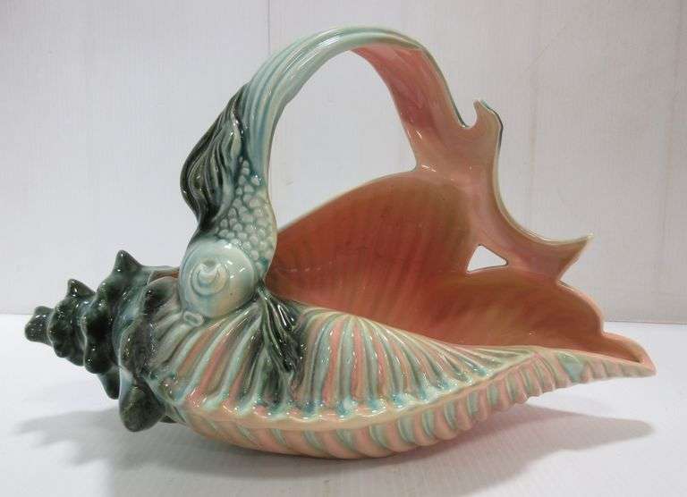 Hull EB Tube Collection Sea Shell Planter/Basket with Coy Handle, Model ...