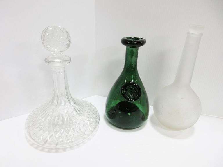 Hand Blown dark green thick glass wine bottle, 9"H; 1934 Paul Jones dry ...