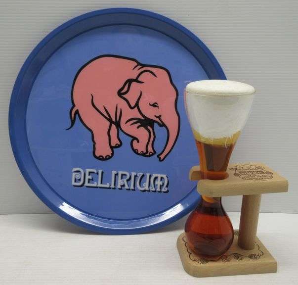 Gezondheid Pauwel Beer Glass with Wood Stand, 10"H; Double Sided ...