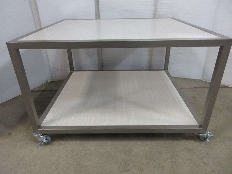 Two-Tier Merchandise Display Table on Four Locking Caster Wheels ...