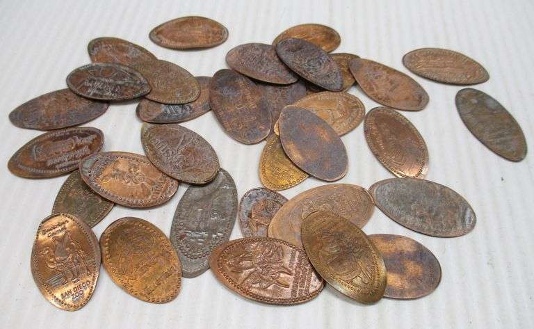 Collection of flattened pressed pennies from around the country ...