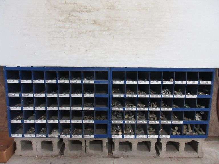 (2)-Winzer Metal Hardware Parts Cabinets (40-Hole), Contents Include ...