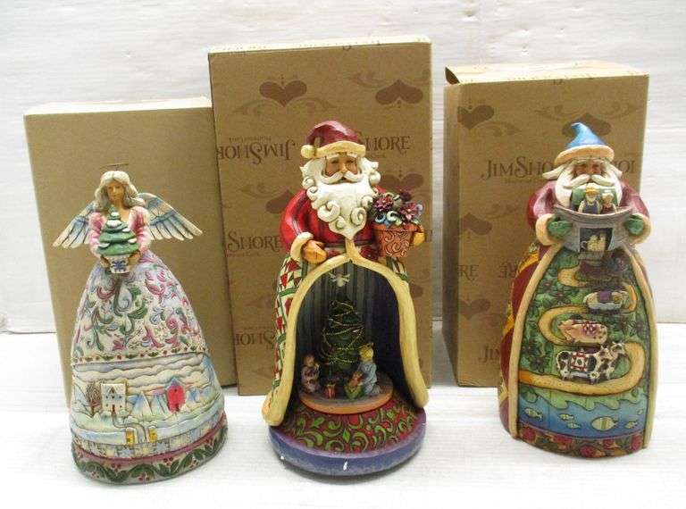 (3) Jim shore pieces: santa/kids lighted revolving musical figurine ...