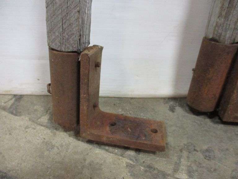 Rustic Industrial Barnwood table legs with angle iron mounting bracket ...