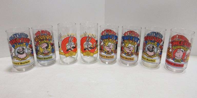 Set of (6) Vintage 1982 Popeye's collectors glasses with various ...