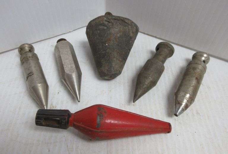 (5) Steel plumb bobs, and a homemade lead plumb bob, used - Albrecht ...