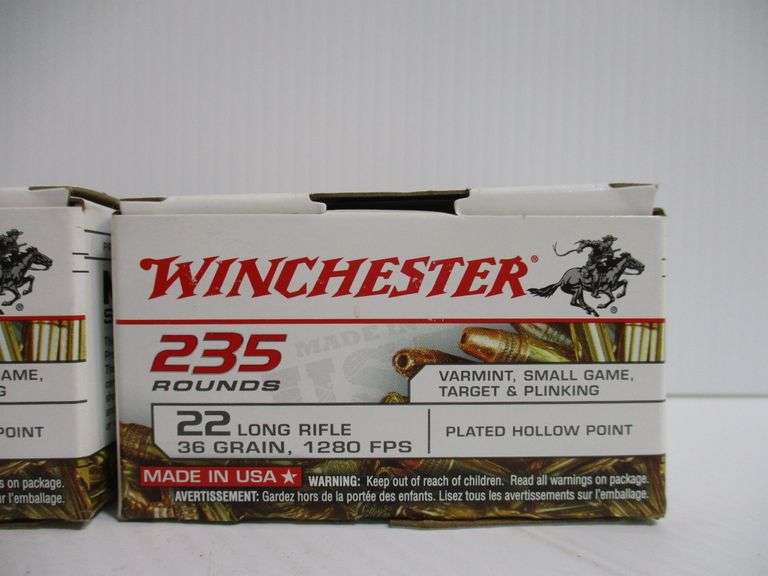 (470) Rounds of Winchester .22 LR ammo, 36-grain, plated hollow points ...