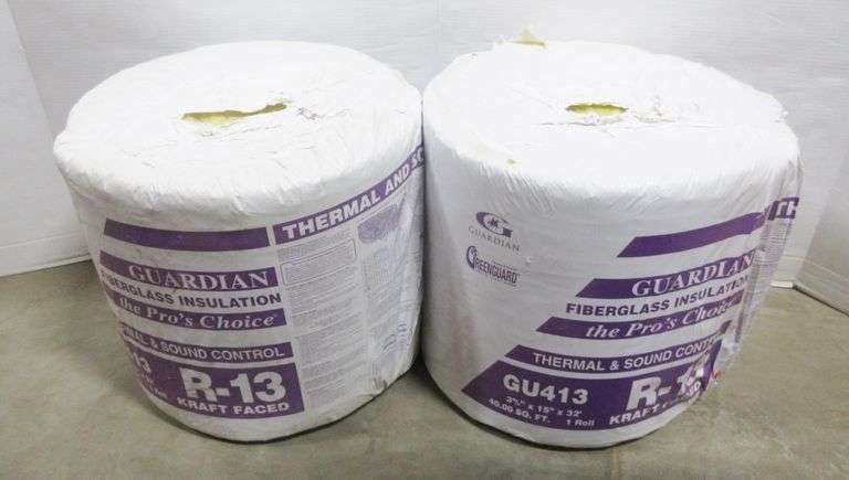 (2) Rolls of R-13 Kraft fiberglass insulation thermal and sound, as is ...