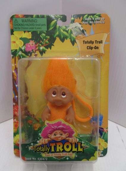 2001 Totally Troll clip-on troll orange hair and clothes, NIP ...