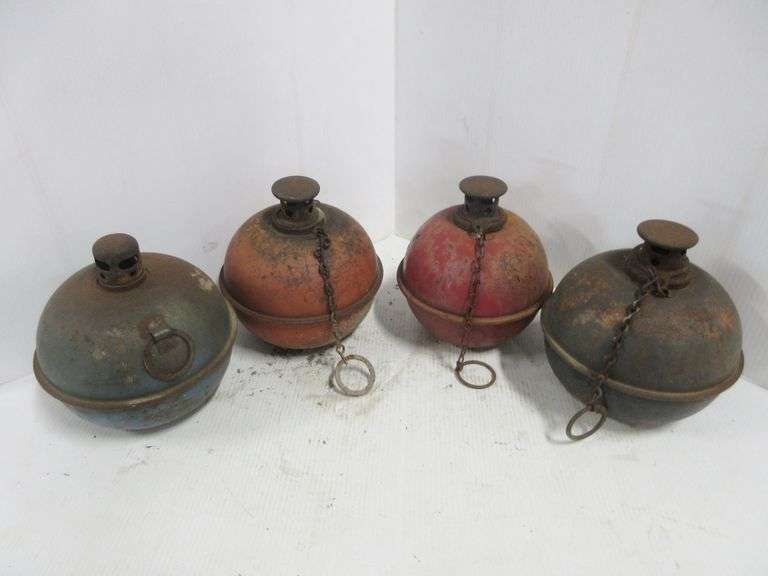 (4) Older kerosene road flares, smudge pots, fair condition - Albrecht ...
