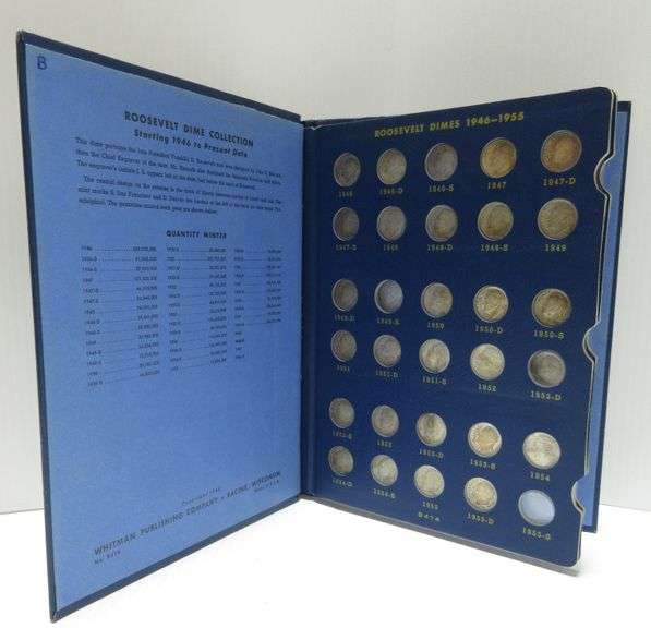 Roosevelt dime collection in a Whitman folder, 1946 to 1967, circulated ...