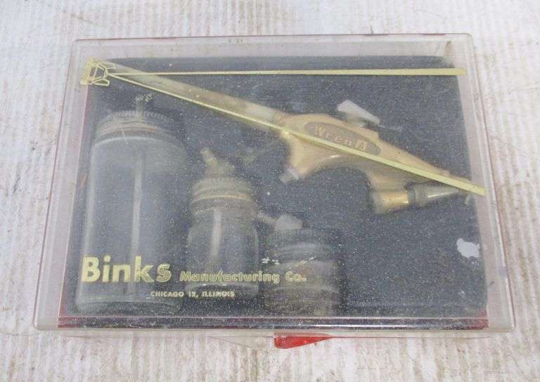 Binks airbrush with feed jars and compressor - Albrecht Auction Service