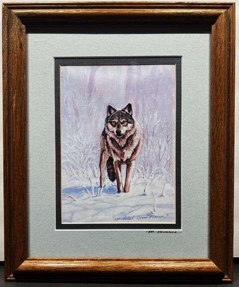 Michigan artist Michael Glenn Monroe, hand signed wolf print in wood ...