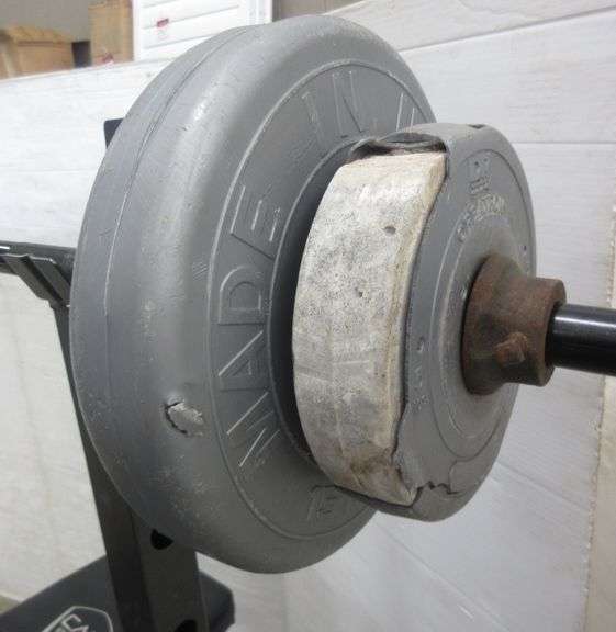 Weight bench with (2) Bars, (12) Sand weights, (2) 10 lb. metal plates ...