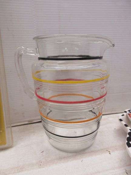 Serving tray with (5) individual dishes, older water pitcher, (2) small ...