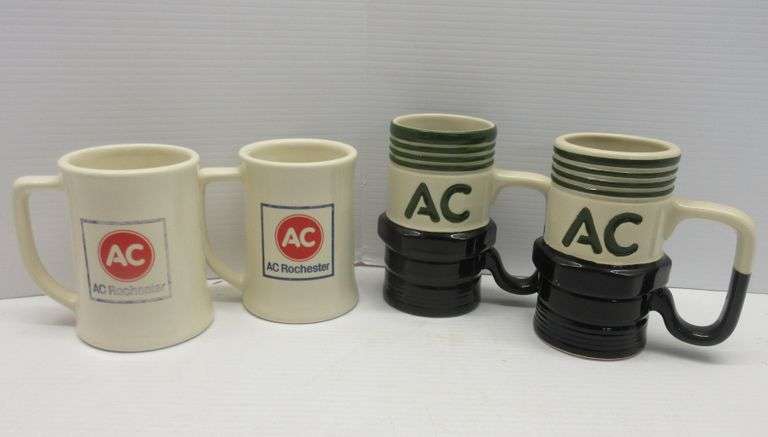 (4) Older AC spark plug mugs, up to 5"H, no chips or cracks, one is ...