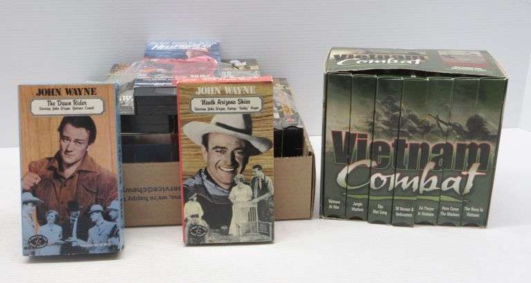 (16) John Wayne VHS tapes, and Vietnam combat box set - Albrecht ...