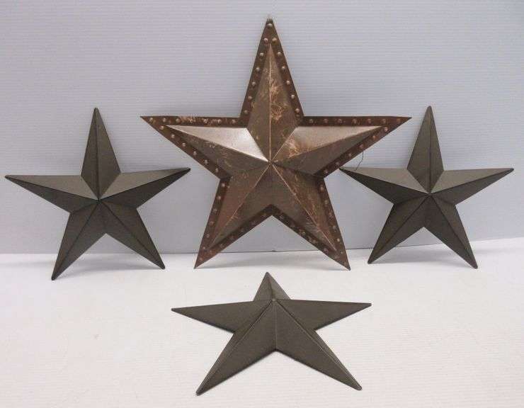 (4) Metal stars, includes: 3- 12"W, and 1- 17 3/4", in nice condition ...