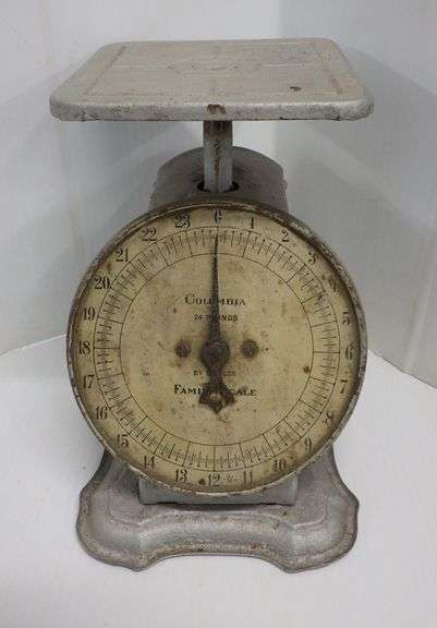 Older Columbia scale, 8 1/4"H, heavy wear - Albrecht Auction Service