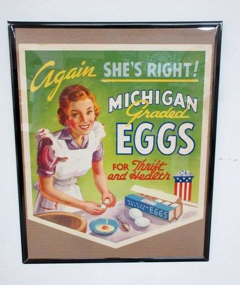 1941 Michigan Eggs Print, original advertisement, 16"W x 20"H ...