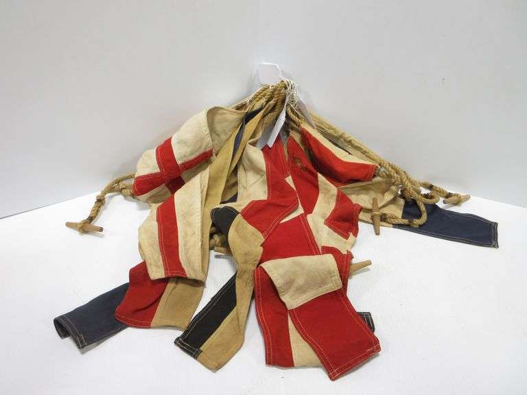 (12) Antique nautical Naval numeral flags representing numbers for ...