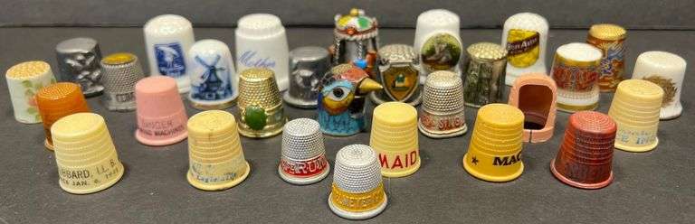 (29) Thimbles, includes: Rumford Baking Powder, Nu-Maid Margarine ...