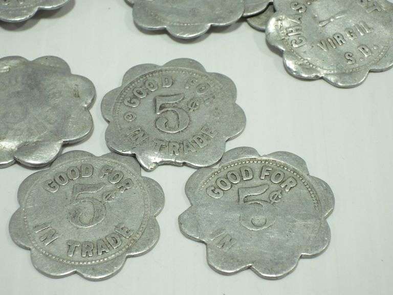 (19) 5 cent good time tokens, "Chas Oberst" - Albrecht Auction Service