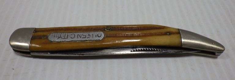 Queen City 5" closed toothpick knife with leather sheath - Albrecht ...