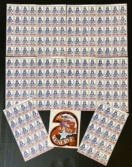 1976 "I Want You For U.S. Army" government stickers, 10-pages with 20 ...