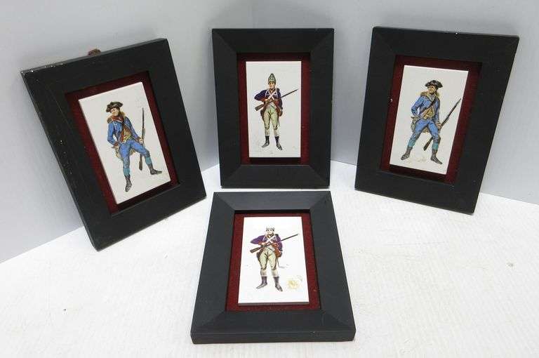 (4) Soldiers in Uniform, porcelain hanging wall tiles, each- 5 1/4" x 7 ...