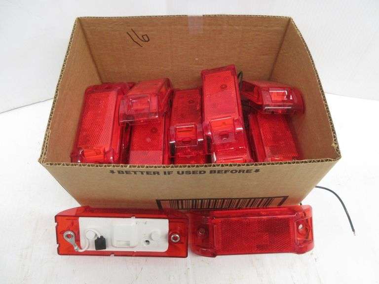 (16) 2" x 6" Red flush mount marker lights, new - Albrecht Auction Service