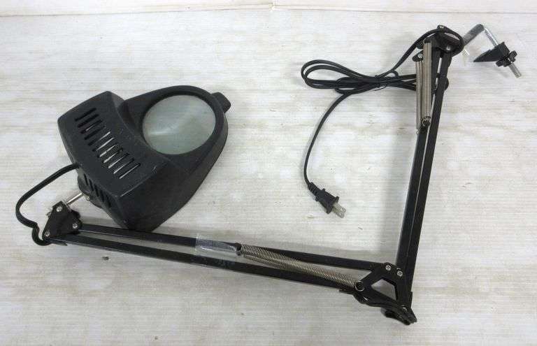 Bench mount light and magnifier, Folded- 26" - Albrecht Auction Service